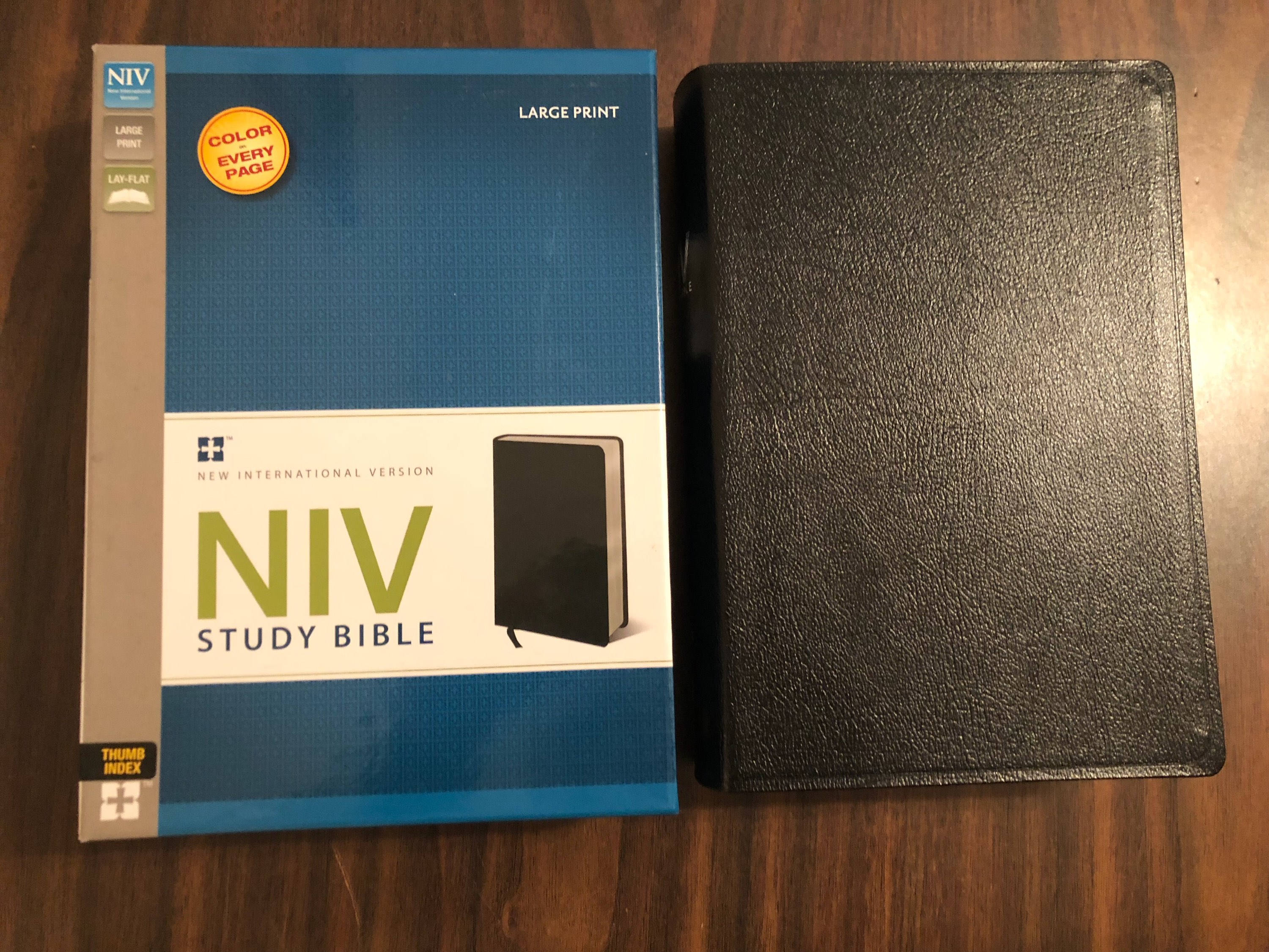 PERSONALIZED NIV Large Print Study Bible Indexed Black Bonded