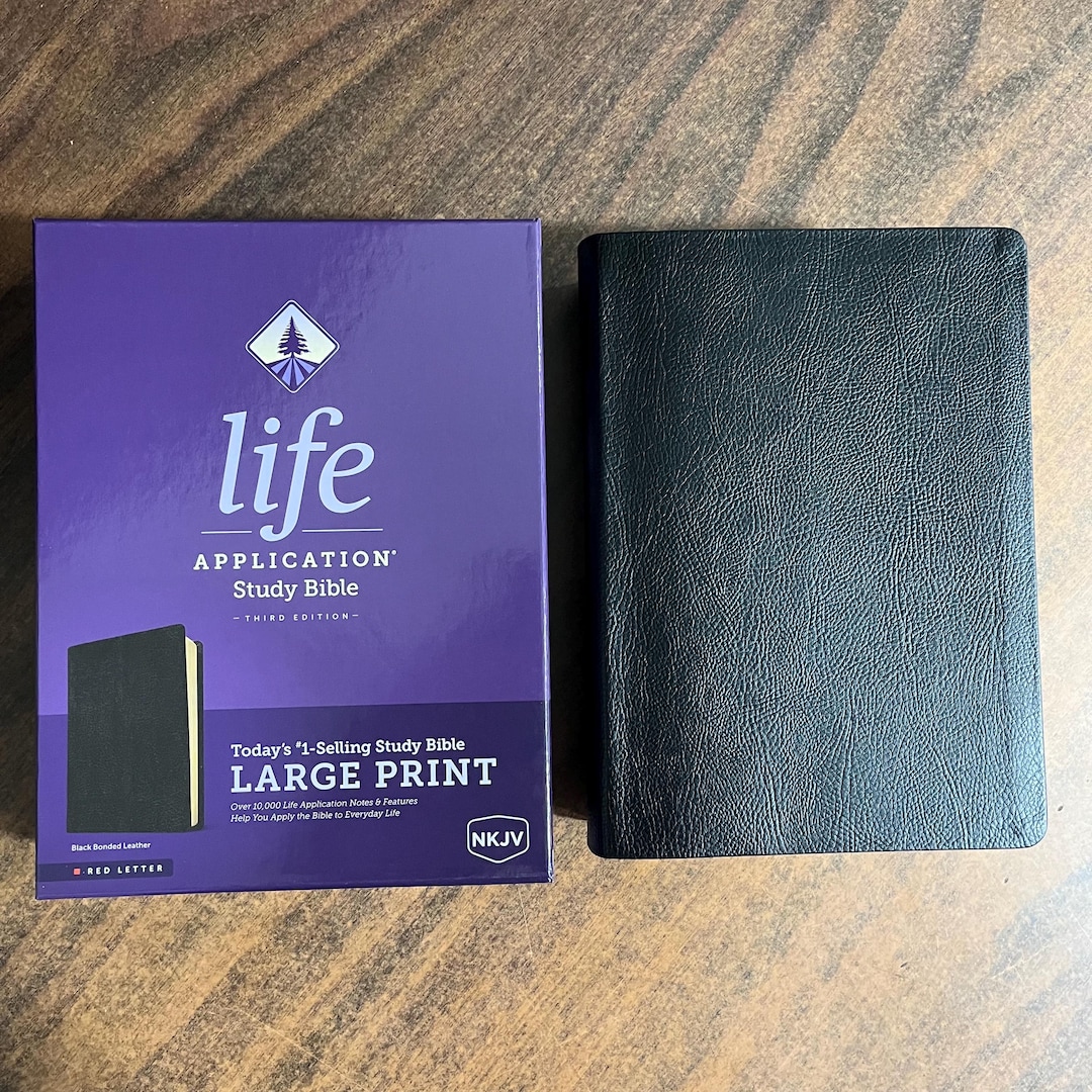 Personalized NKJV Large Print Life Application Study Bible - Black ...
