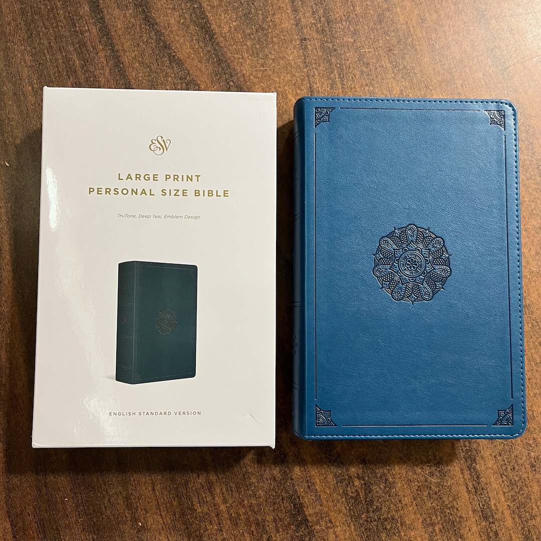 Personalized ESV Large Print Personal Size Bible - Deep Teal Trutone ...