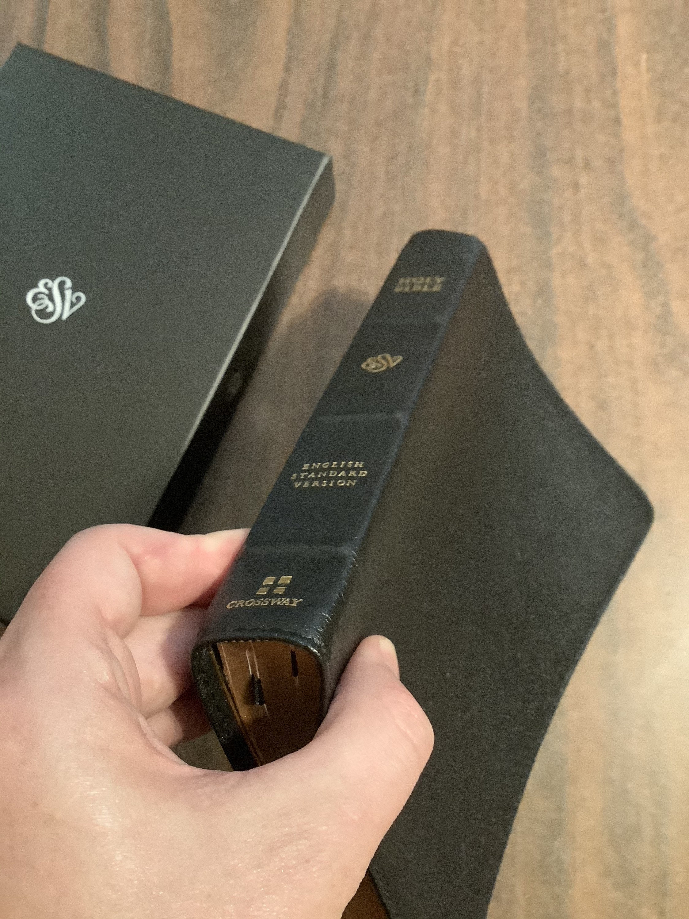 PERSONALIZED ESV Heirloom Thinline Bible Black Genuine Goatskin personalized-esv-heirloom-thinline-bible-black-genuine-goatskin