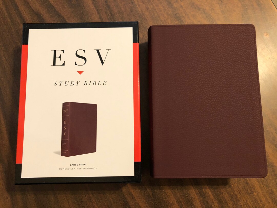 Personalized ESV Large Print Study Bible - Burgundy Bonded Leather ...