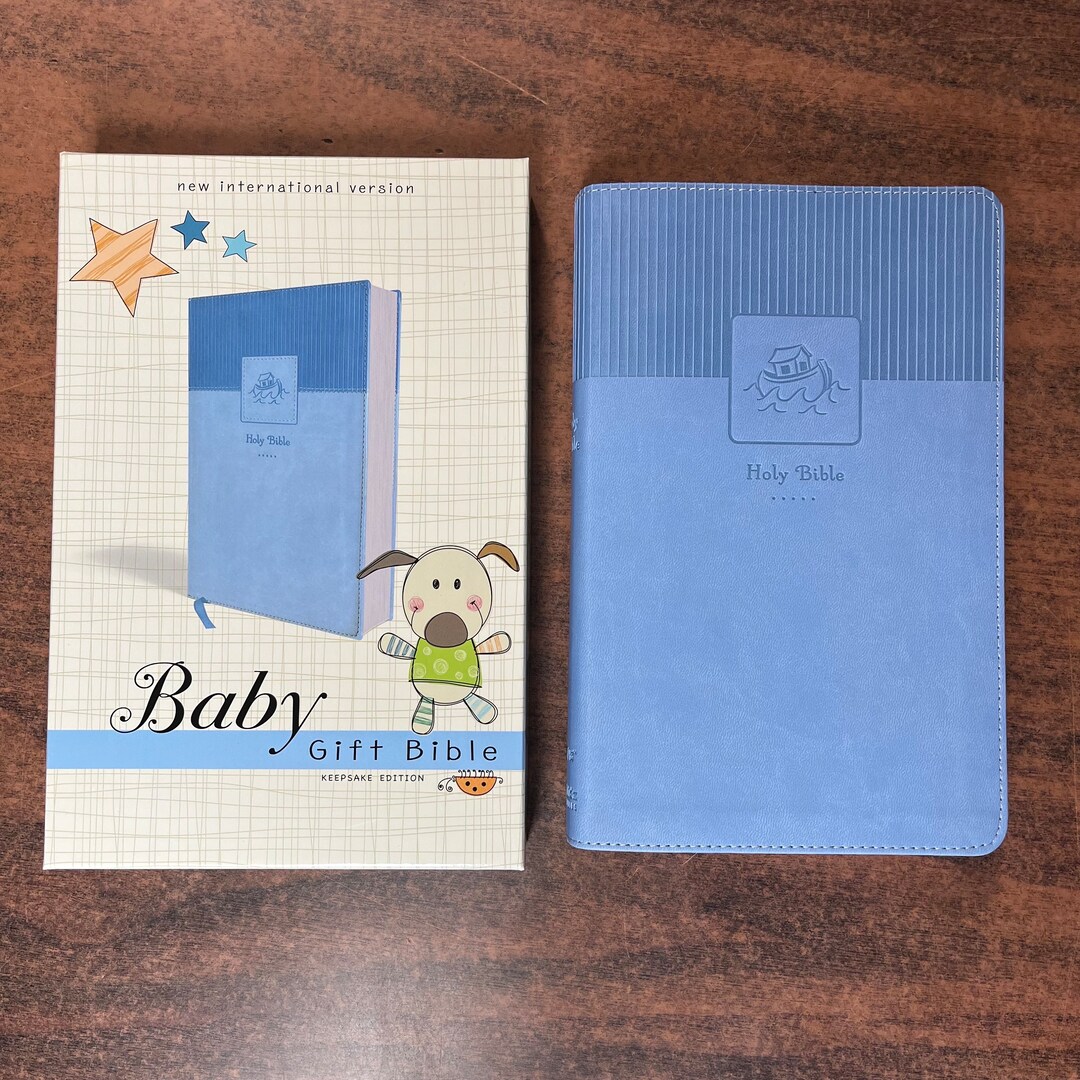 Personalized NIV Baby Bible - Blue Duotone - Custom Imprinted With a ...
