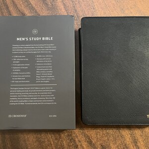 Personalized ESV Mens Study Bible - Black Genuine Leather, Custom ...