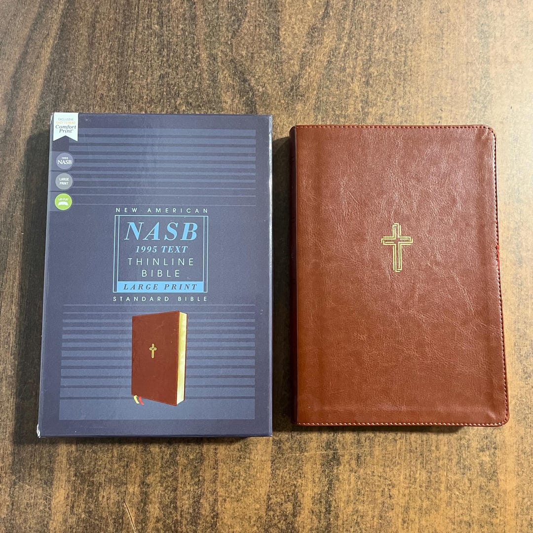 Personalized NASB Large Print Thinline Bible - Brown Leathersoft ...
