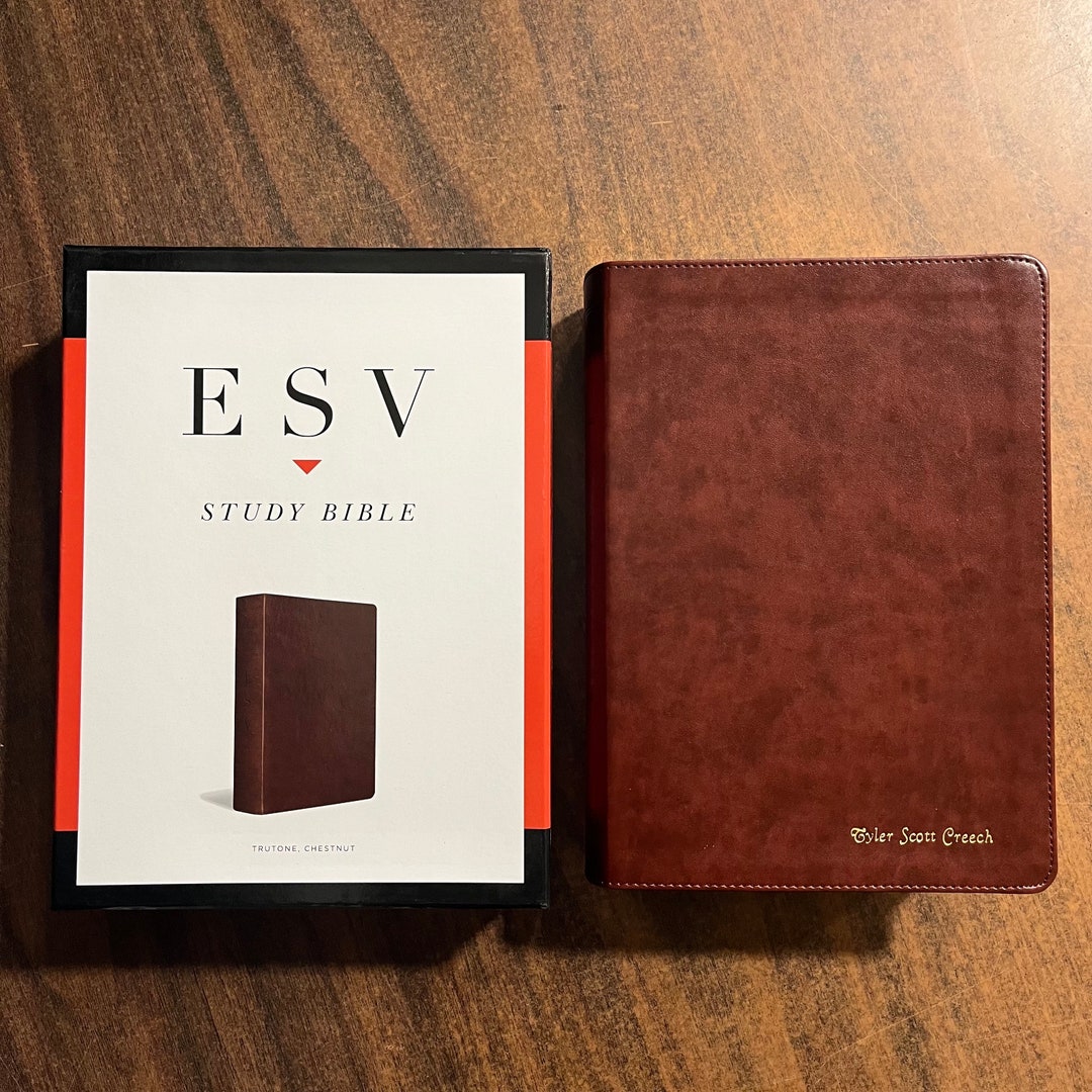 Personalized ESV Study Bible - Chestnut Brown Trutone ** Custom ...