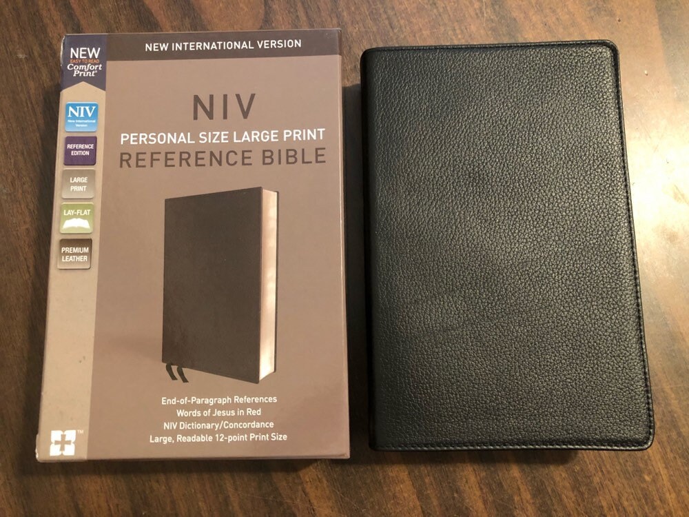PERSONALIZED NIV Large Print Reference Bible Black Calfskin personalized-niv-large-print-reference-bible-black-calfskin