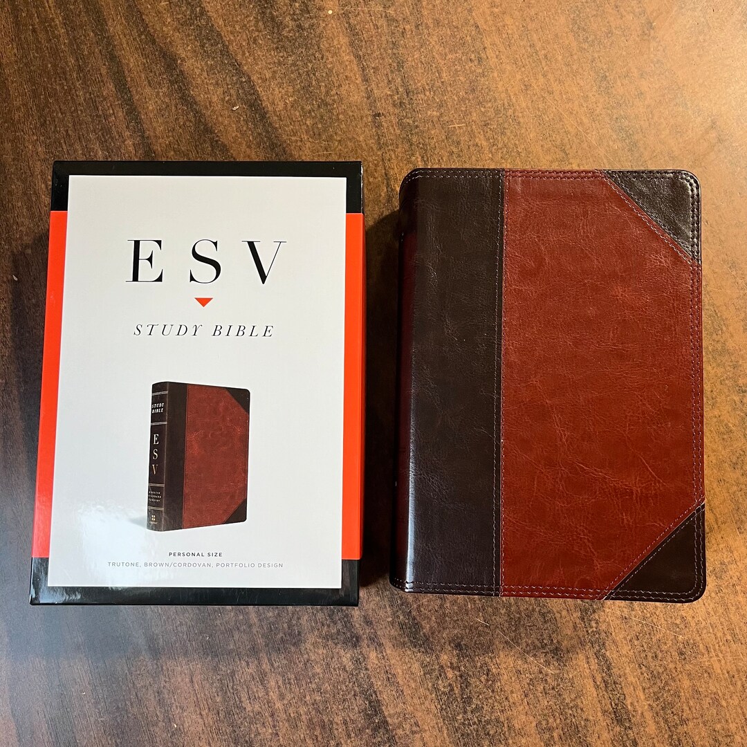 Personalized ESV Study Bible Personal Size - Brown / Cordovan Trutone ...