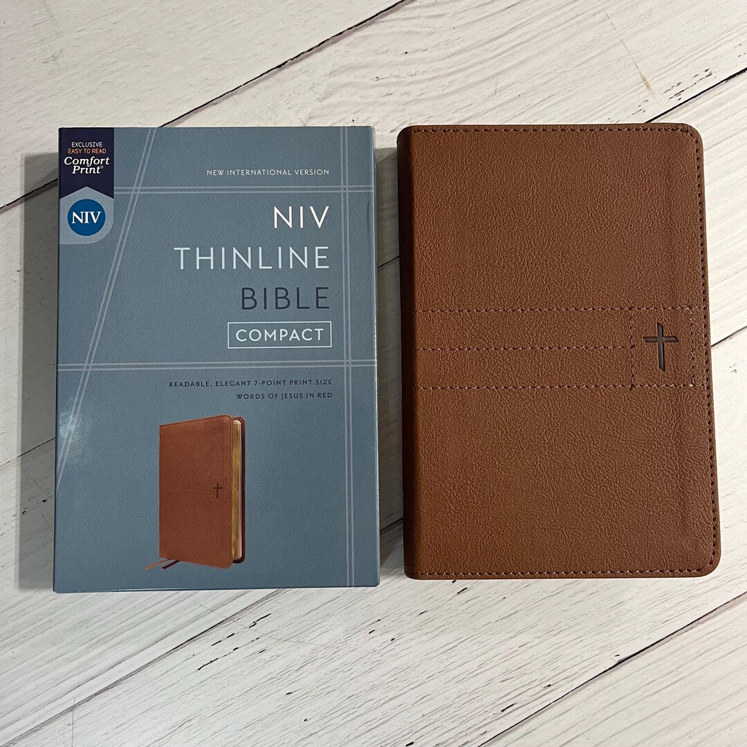 Personalized NIV Compact Thinline Bible - Brown Leathersoft, Custom ...