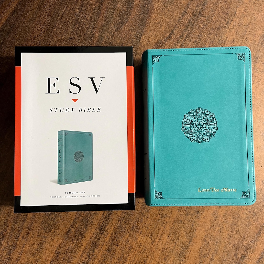 Personalized ESV Study Bible Personal Size - Turquoise Trutone Custom ...