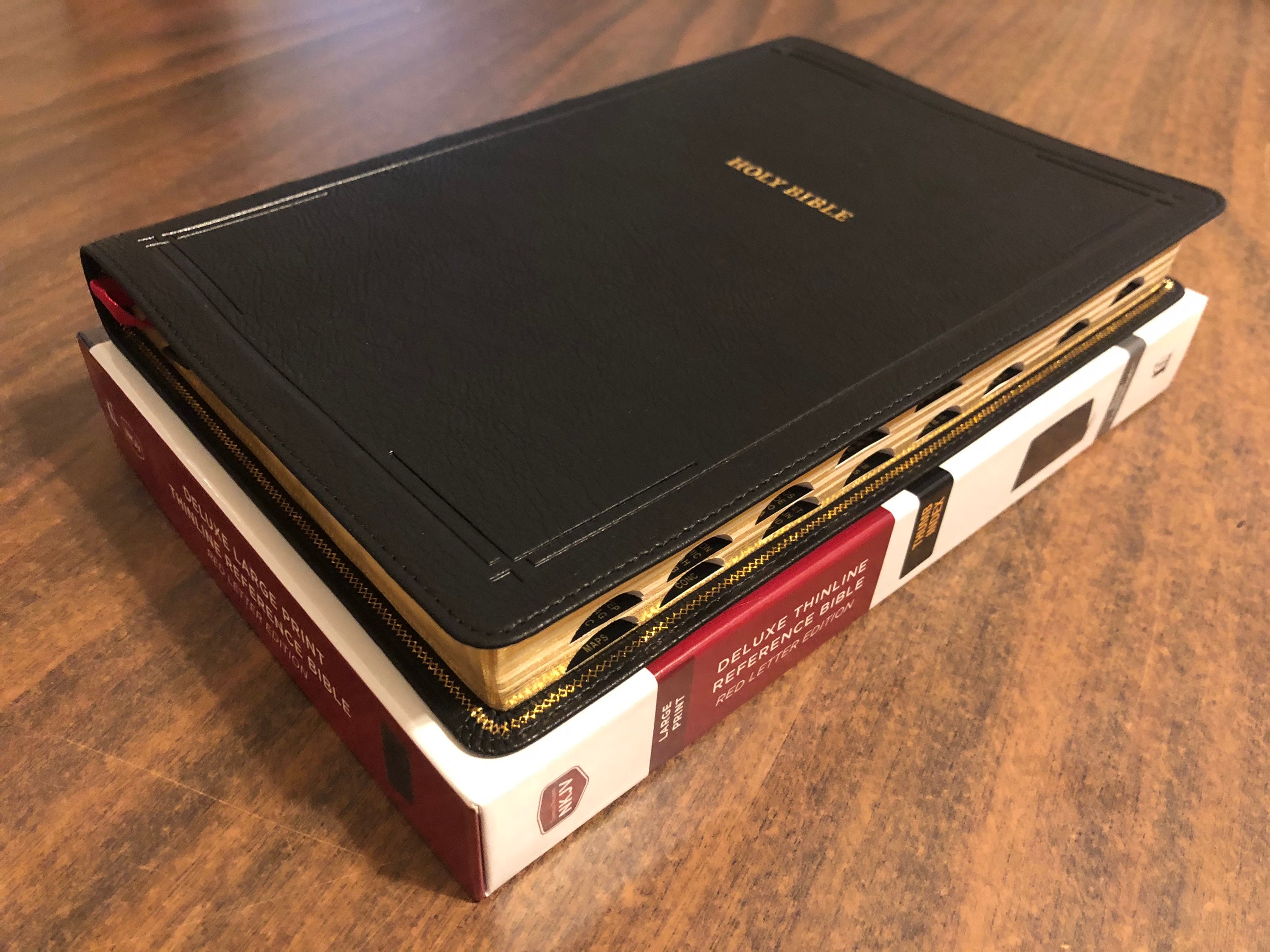 Personalized NKJV Large Print Thinline Reference Deluxe Bible Thumb