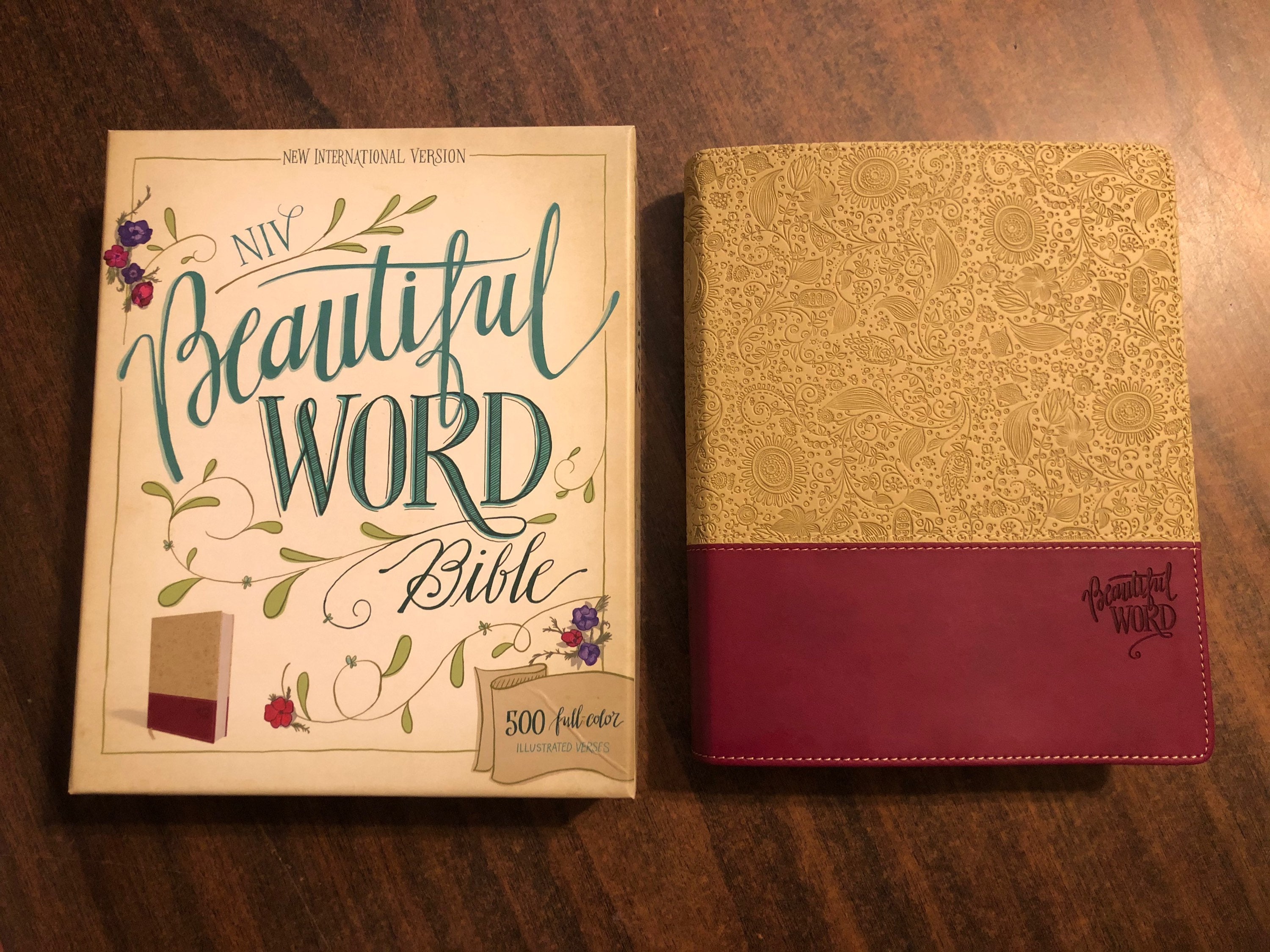 Personalized NIV Beautiful Word Bible Taupe / Cranberry - Etsy