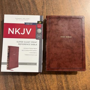 Personalized NKJV Super Giant Print Reference Bible Thumb Indexed - Brown Leathersoft - Custom ...