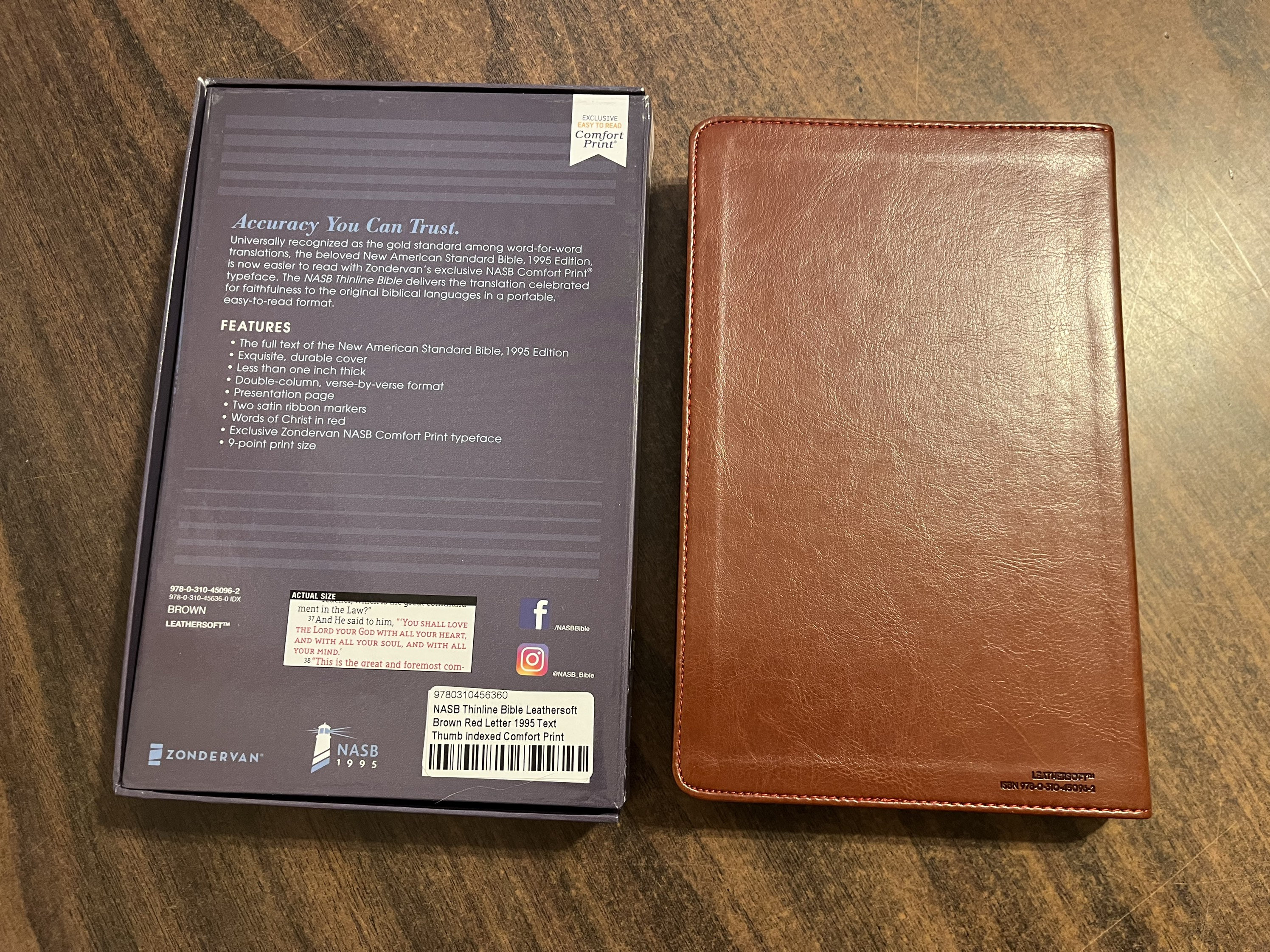 Personalized NASB Thinline Bible With Thumb Indexed Book Tabs - Brown ...