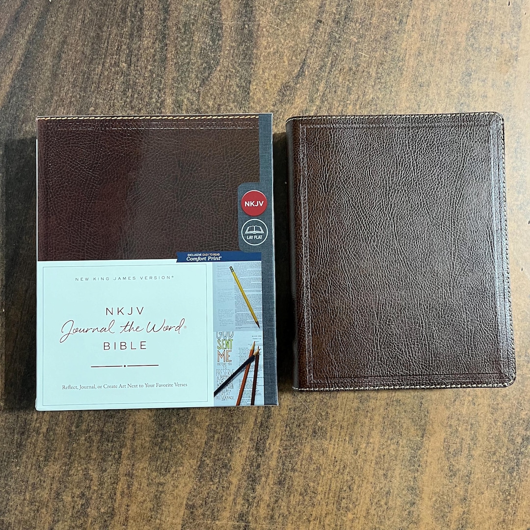 Personalized NKJV Journal the Word Bible - Brown Bonded Leather ...