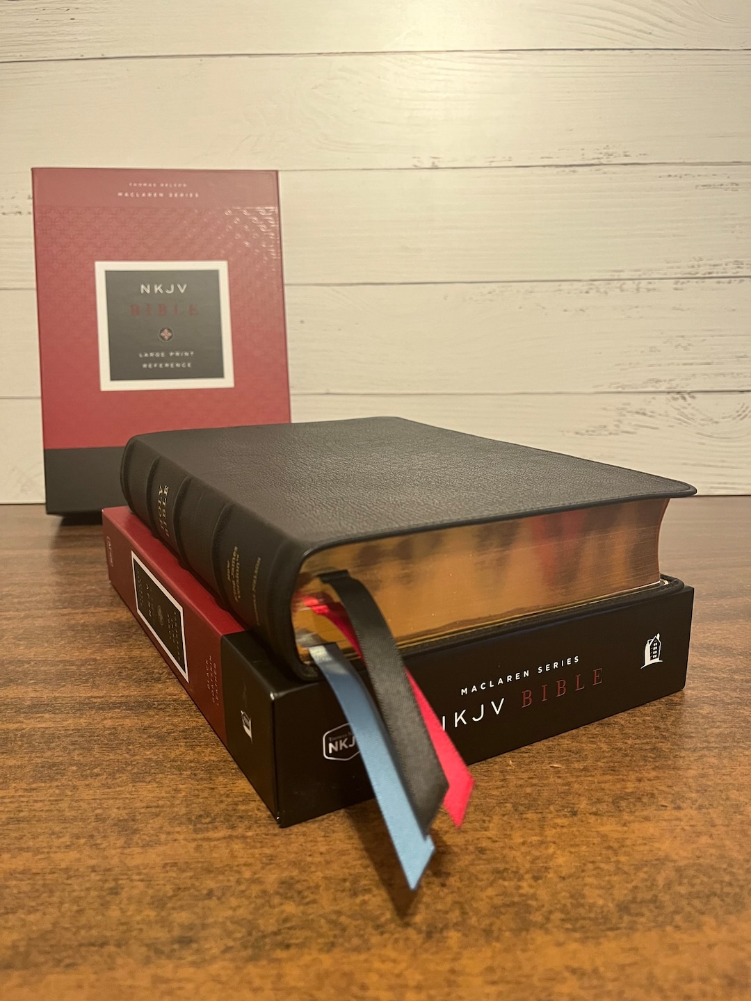 Personalized NKJV Large Print Reference Bible - Black Goatskin Premium ...