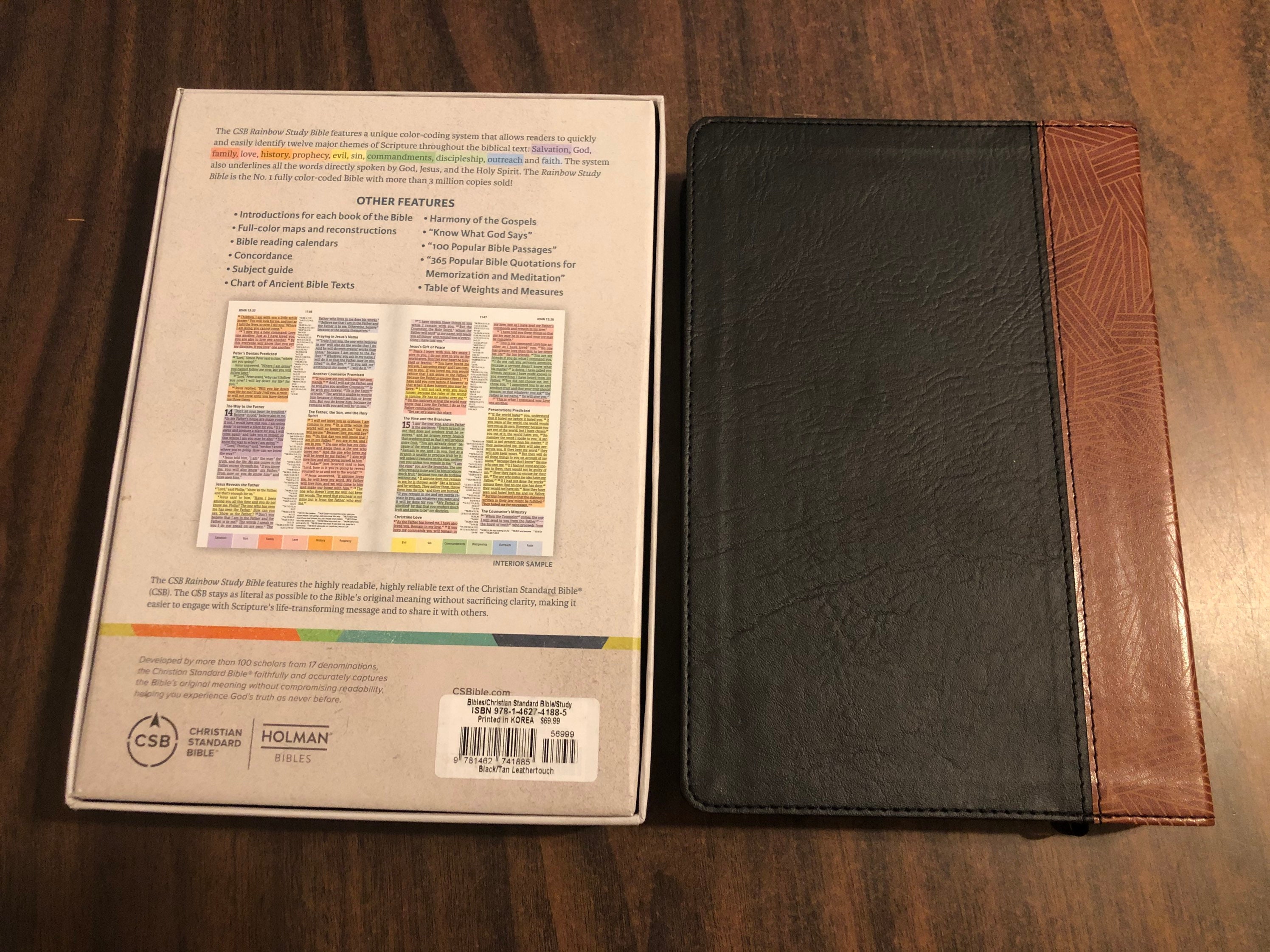 PERSONALIZED CSB Rainbow Study Bible Indexed - Black / Tan Leathertouch ...