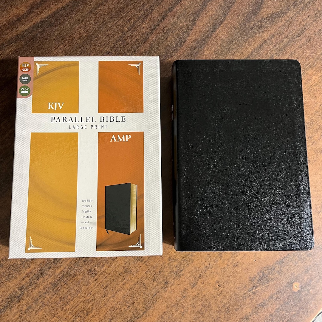 Personalized KJV / Amplified Parallel Bible Large Print - Black Bonded ...
