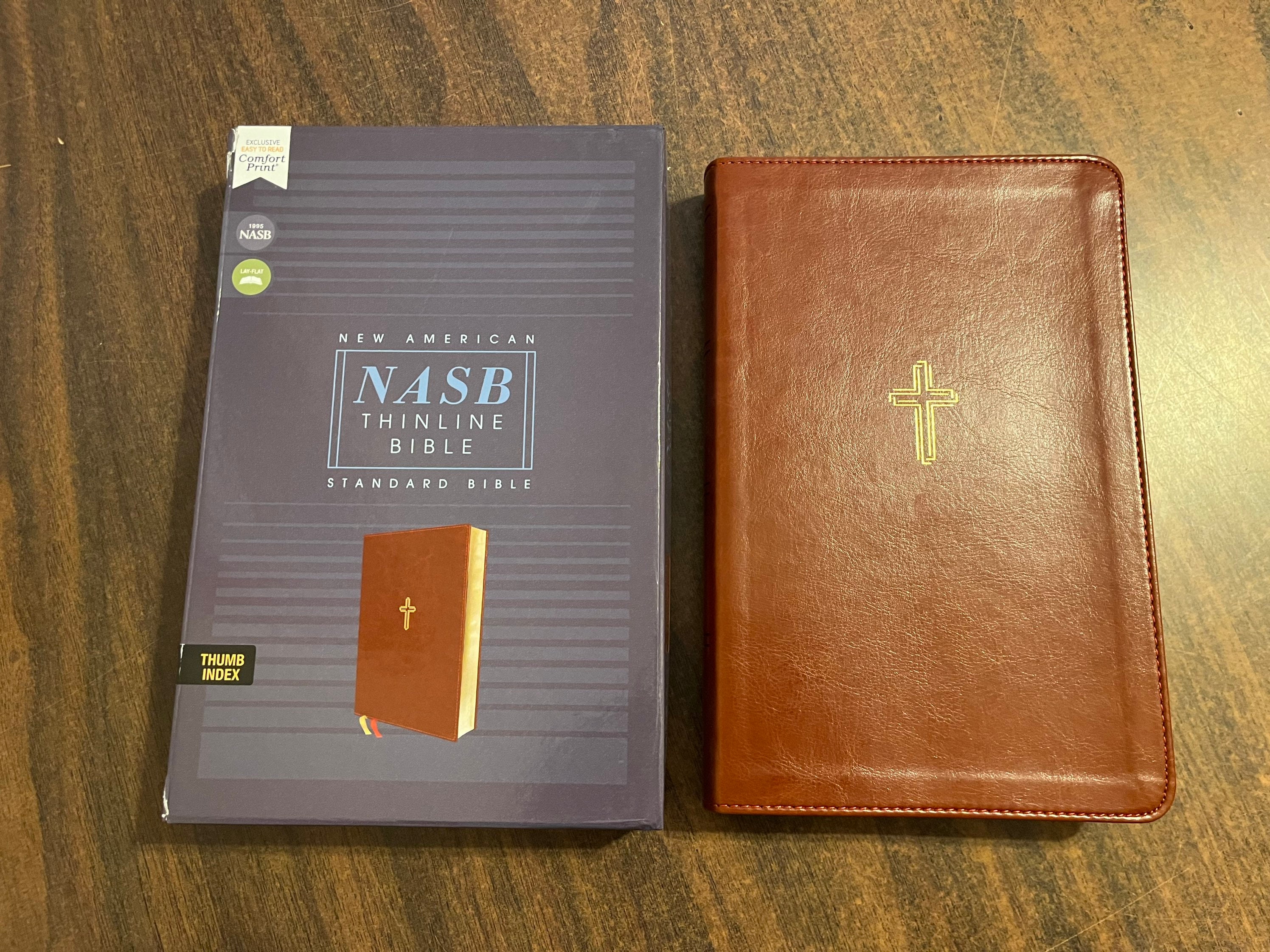 Personalized NASB Thinline Bible With Thumb Indexed Book Tabs - Brown ...