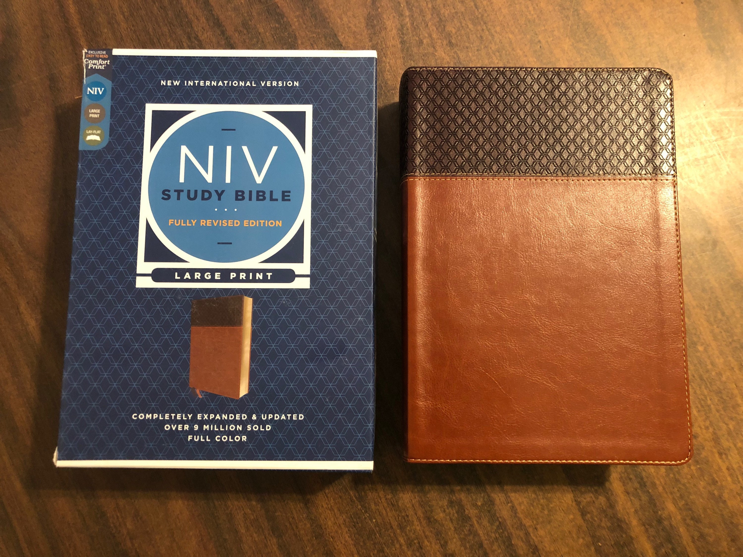 Personalized NIV Large Print Study Bible Brown Leathersoft - Etsy