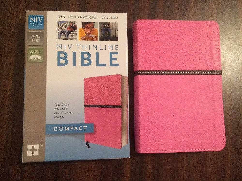 PERSONALIZED ** NIV Thinline Compact Bible - Pink / Brown Duotone ...