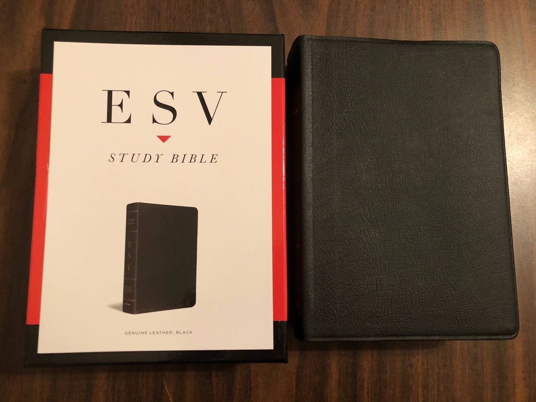 Personalized ESV Study Bible - Black Genuine Leather Custom Imprinted ...