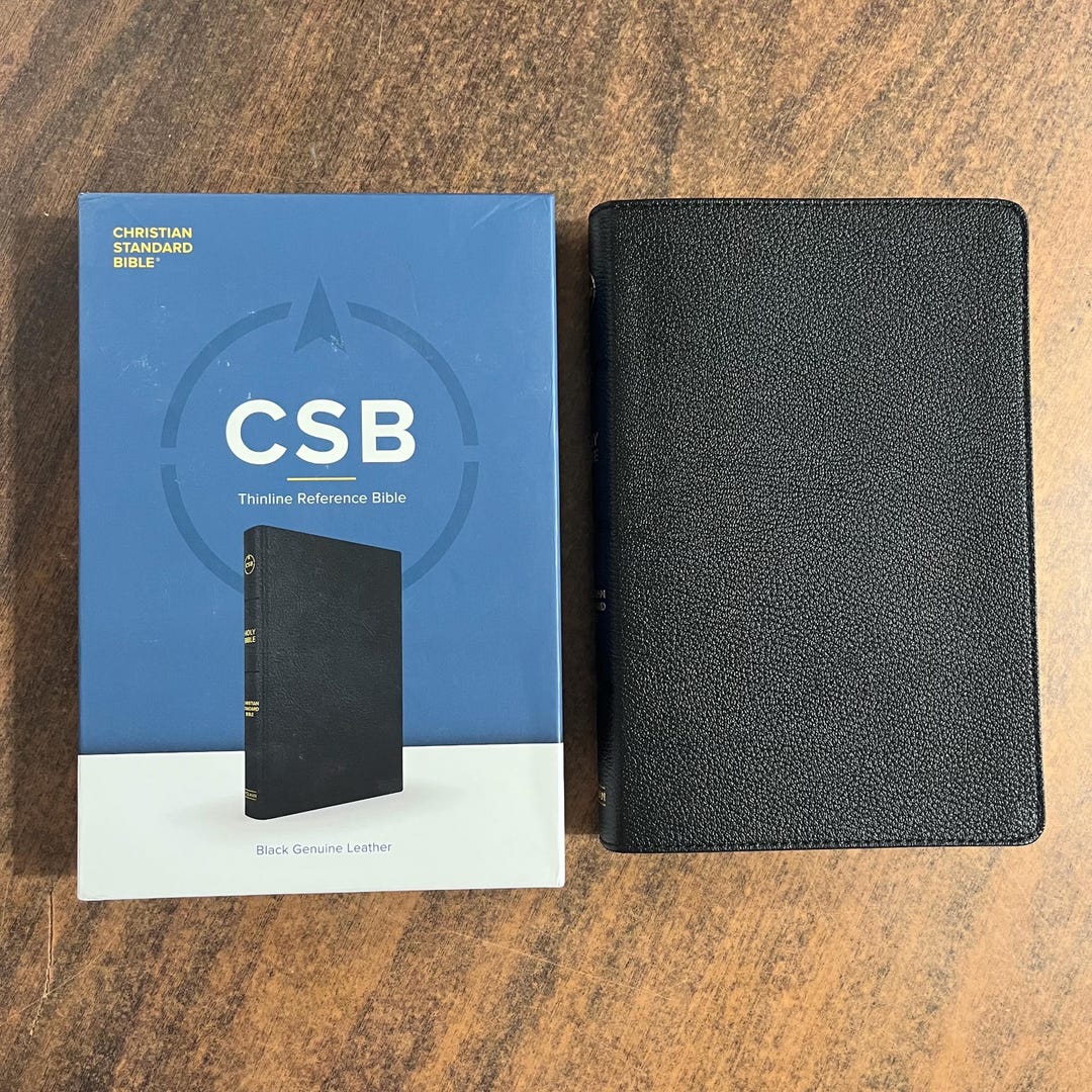 Personalized CSB Thinline Reference Bible - Black Genuine Leather ...