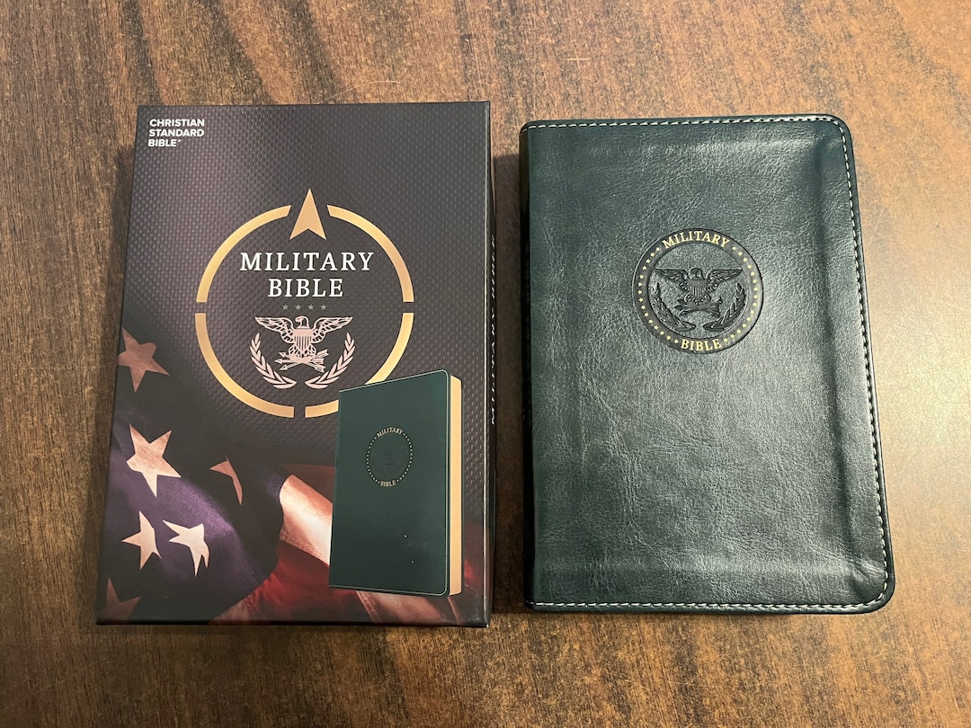PERSONALIZED CSB Military Bible Compact - Army - Green Leathertouch ...