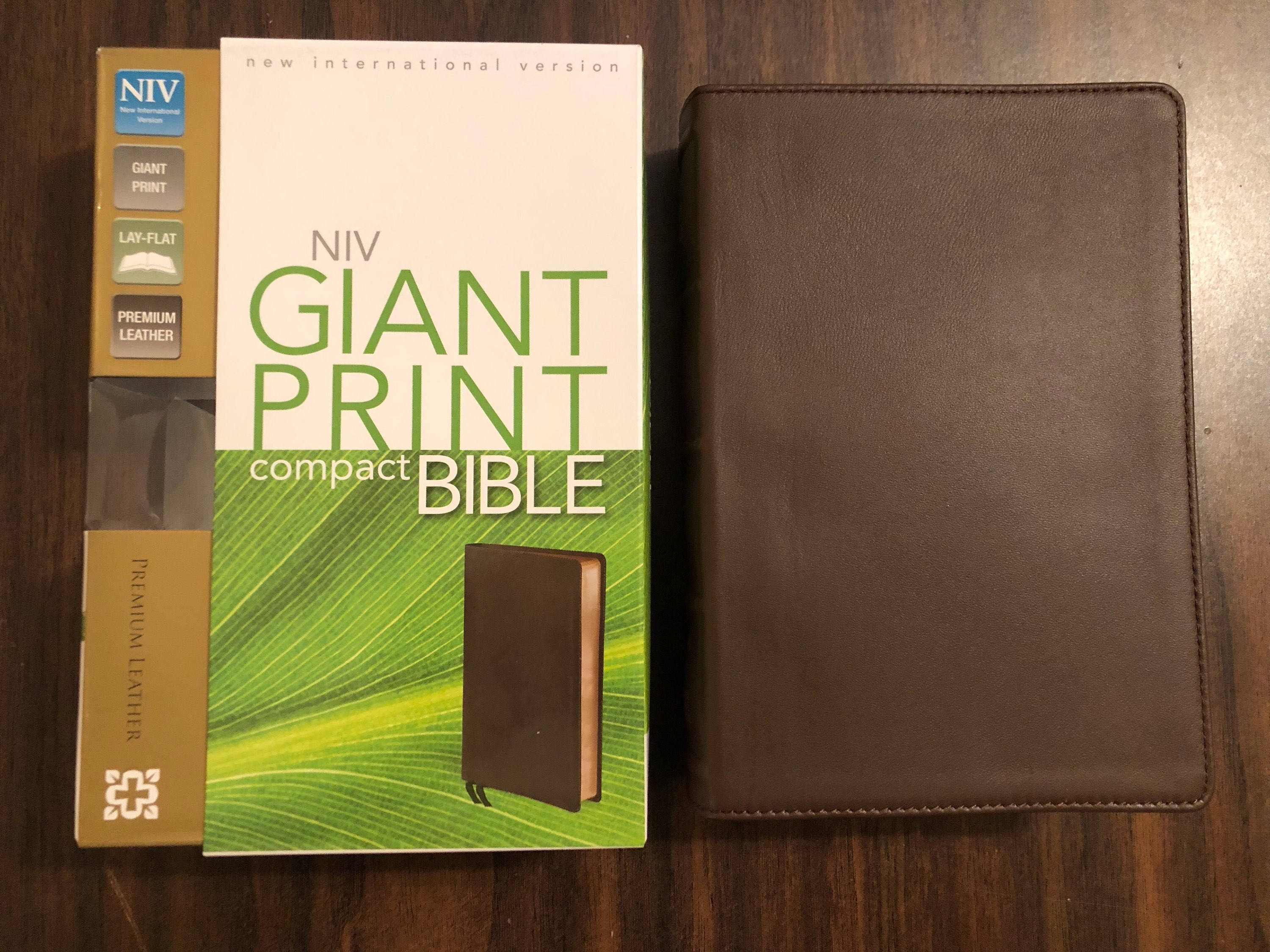 PERSONALIZED NIV Giant Print Compact Bible Brown Premium Genuine PERSONALIZED NIV Giant Print Compact Bible Brown Premium Genuine