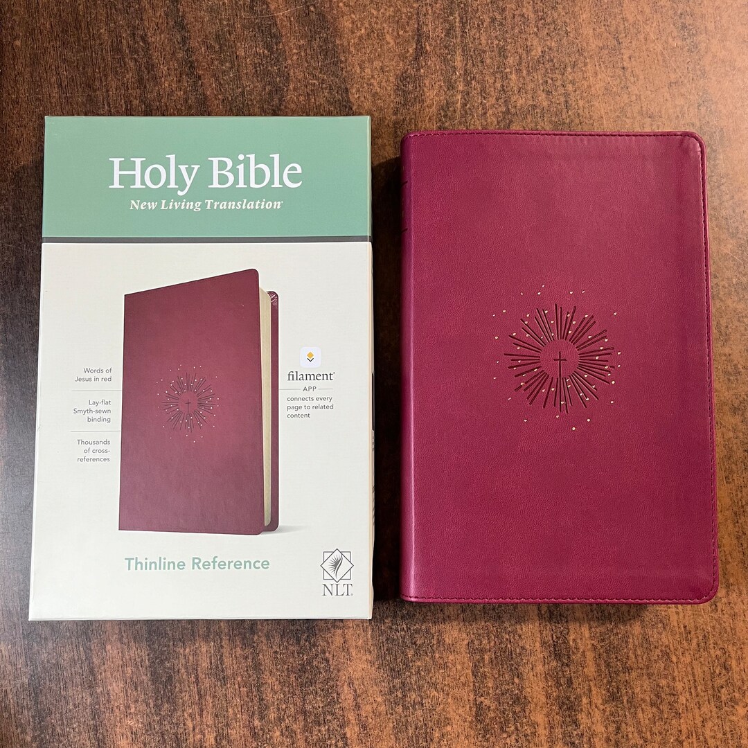 Personalized NLT Thinline Reference Bible - Aurora Cranberry ...