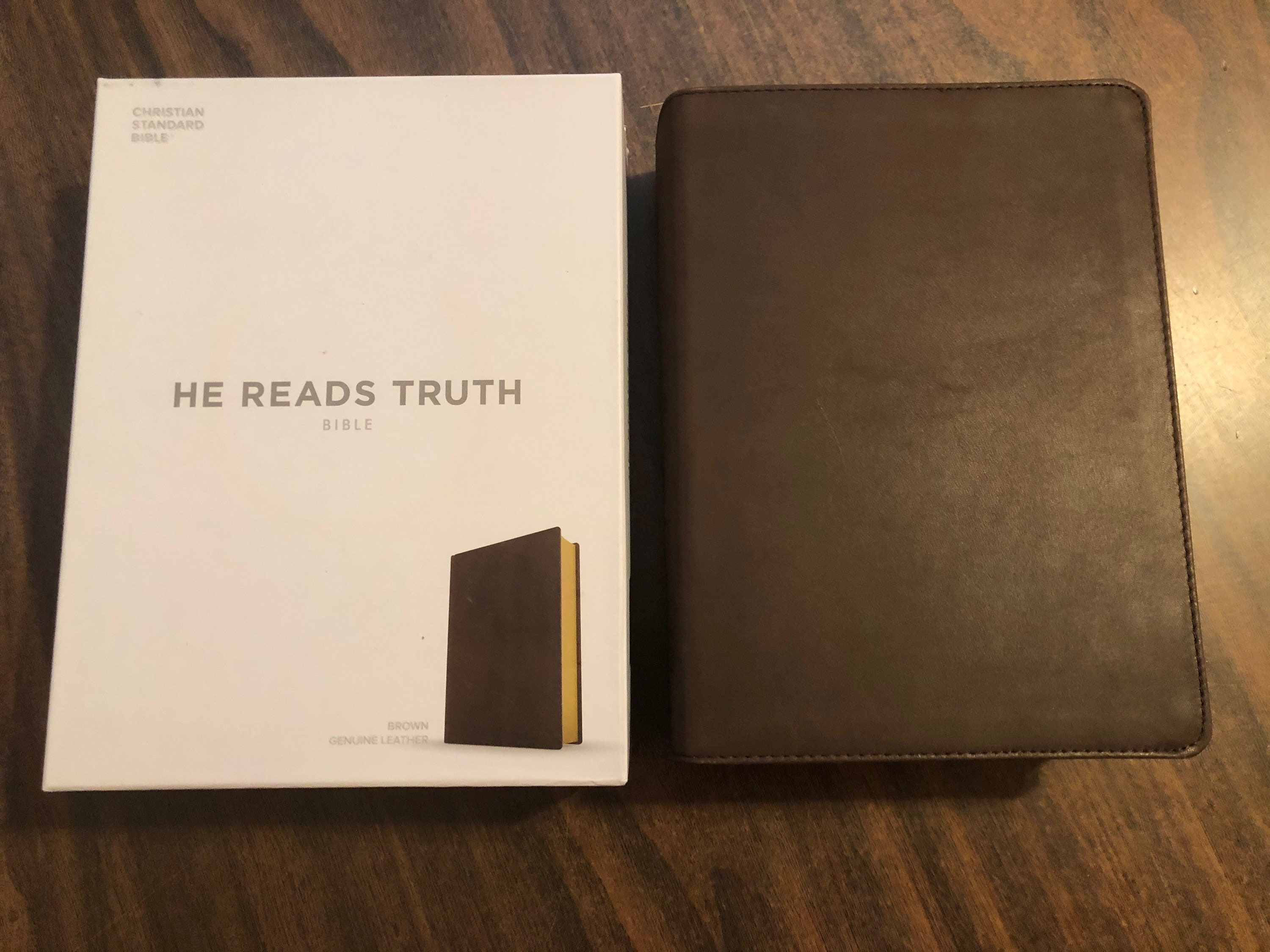 PERSONALIZED CSB He Reads Truth Devotional Bible - Brown Genuine ...