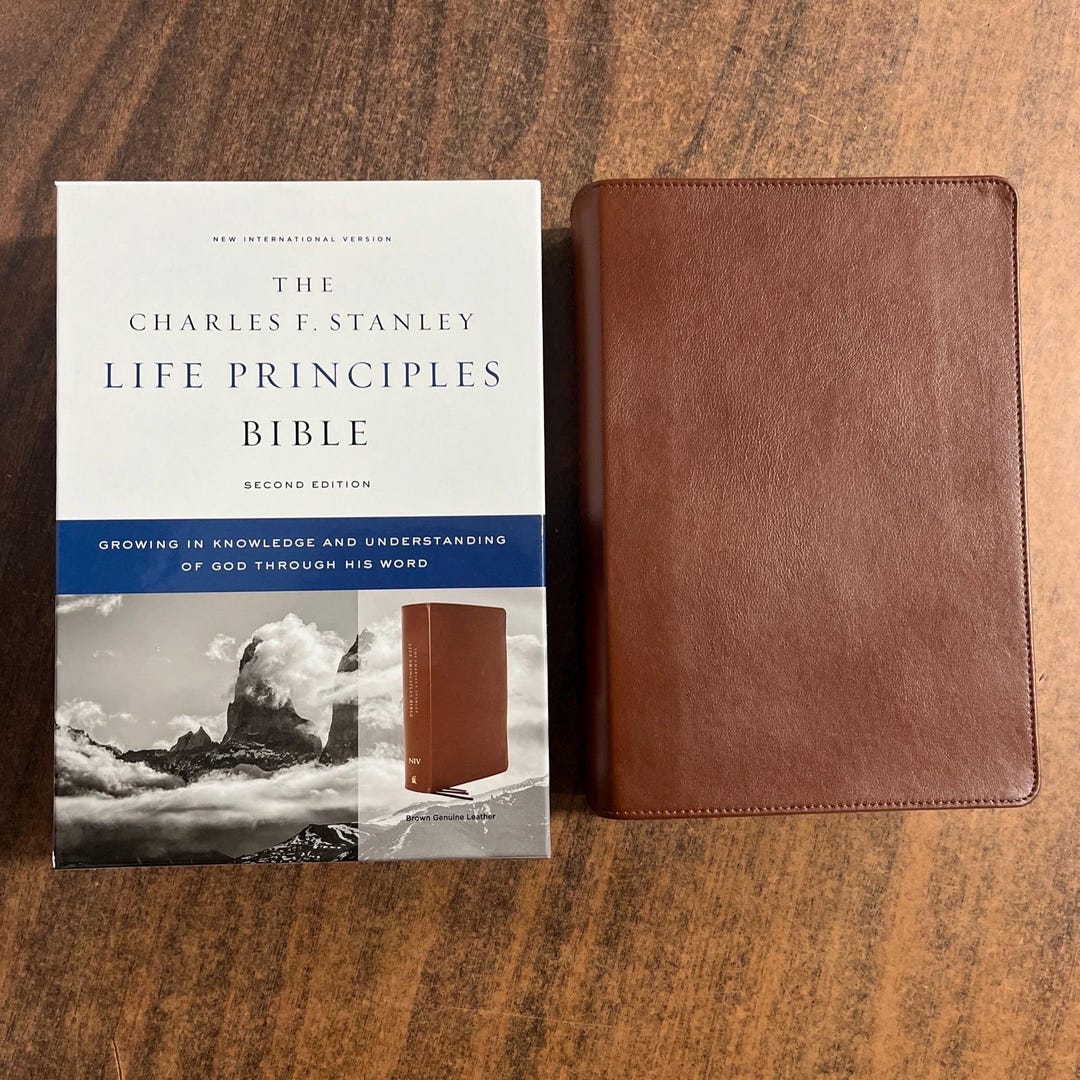 Personalized NIV Charles Stanley Life Principles Study Bible - Brown ...