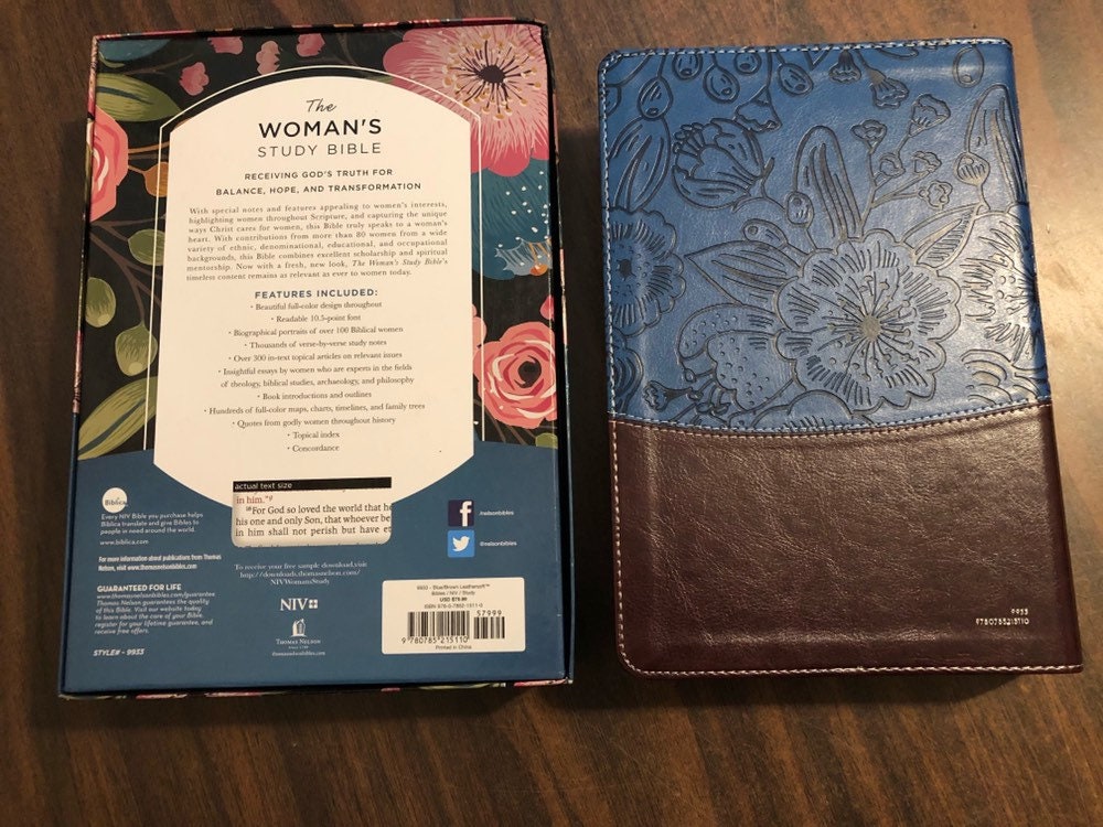 PERSONALIZED NIV Womans Study Bible Large Print Blue Brown personalized-niv-womans-study-bible-large-print-blue-brown