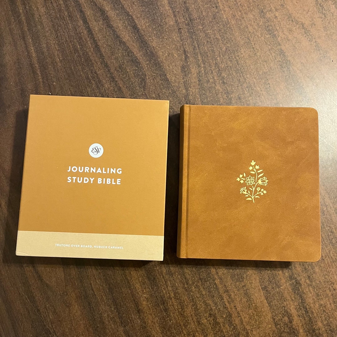 Personalized ESV Journaling Study Bible - Nubuck Caramel Brown Trutone ...