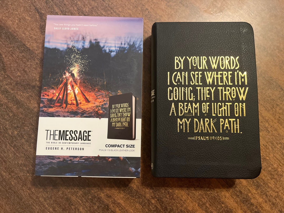 Personalized the Message Compact Bible - Black Leatherlook Psalm 119 ...