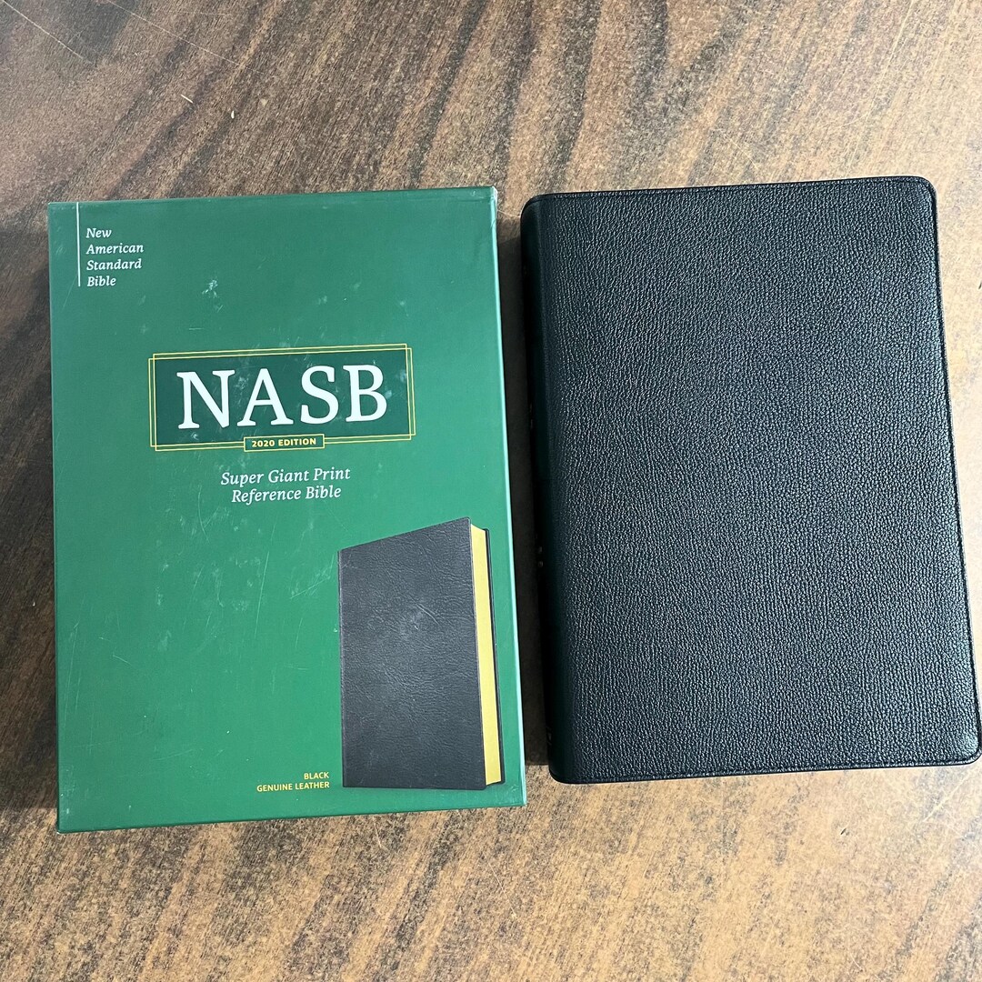 Personalized NASB Super Giant Print Reference Bible - Black Genuine ...