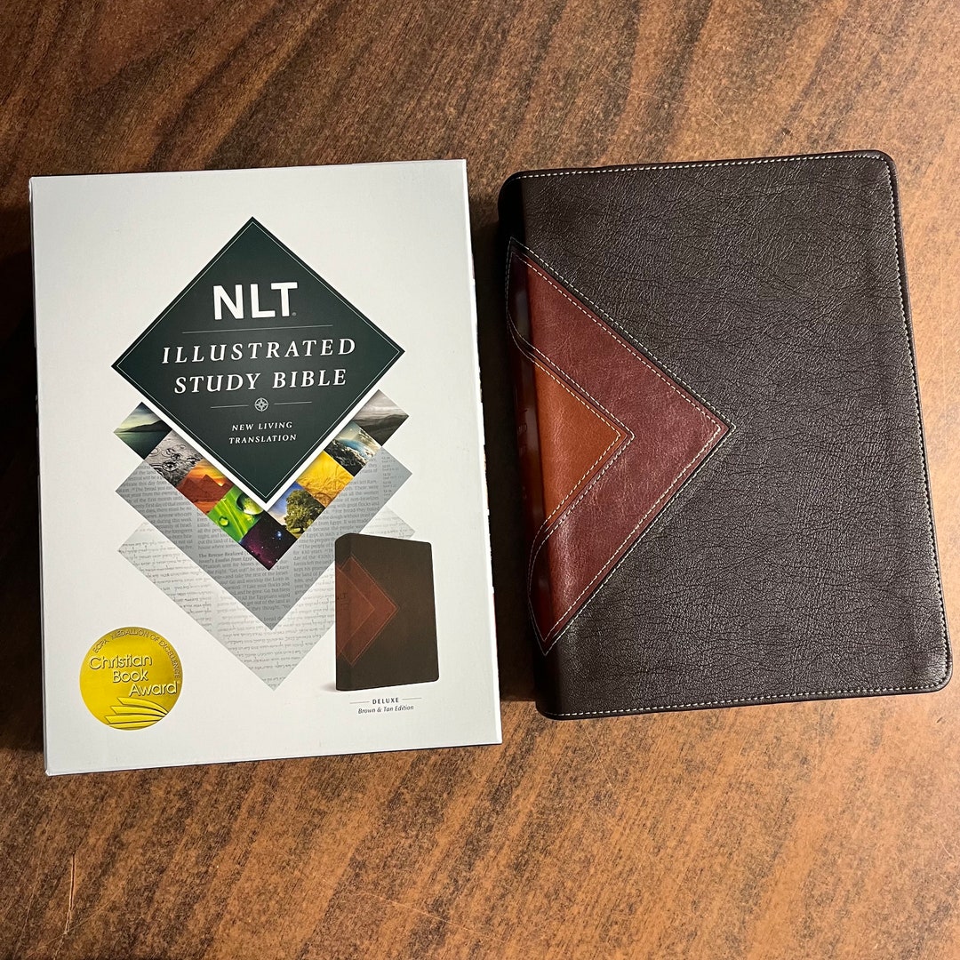 Personalized NLT Illustrated Study Bible - Brown / Tan Leatherlike ...
