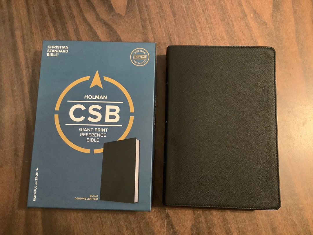 Personalized CSB Giant Print Reference Bible - Black Genuine Leather ...