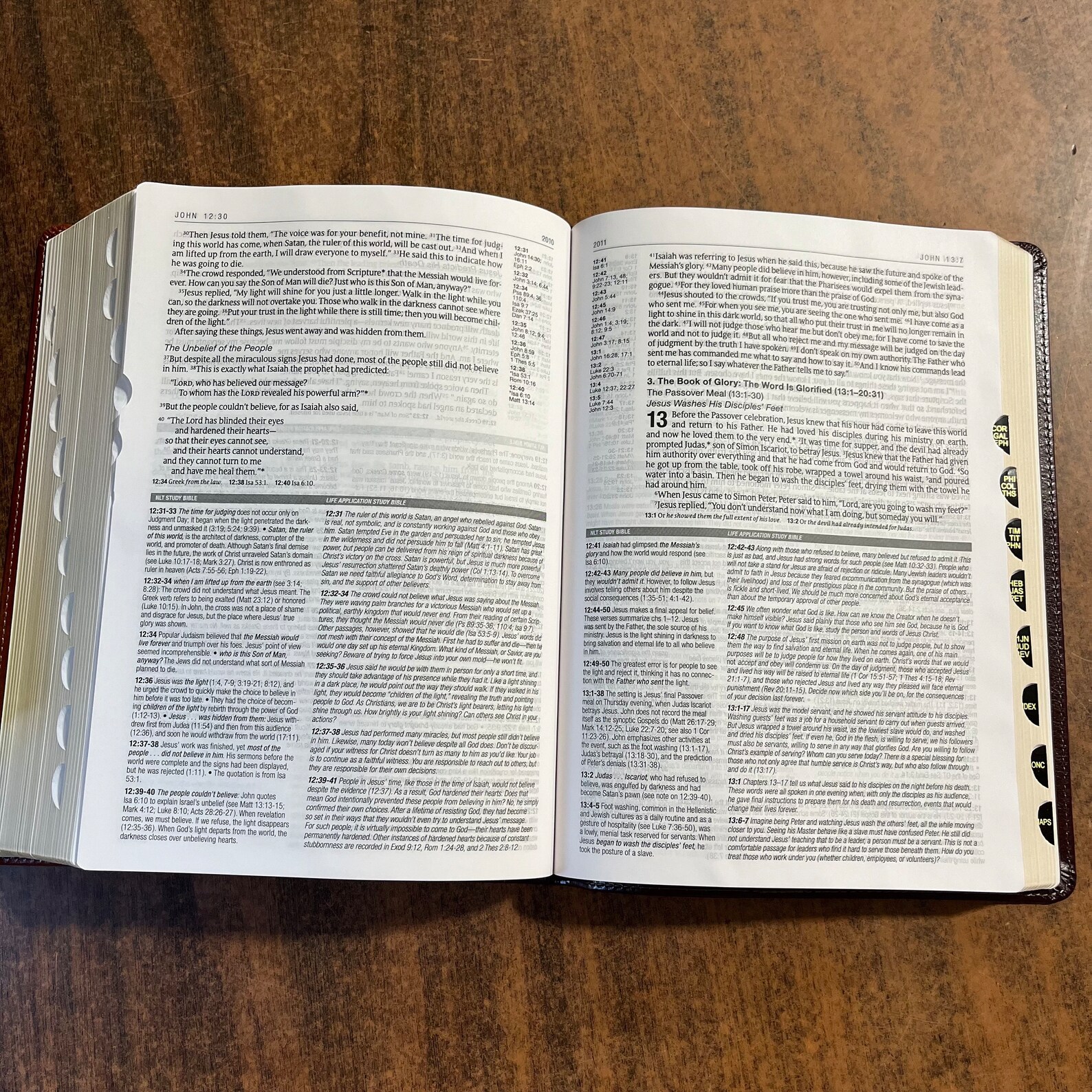 Personalized NLT Parallel Study Bible Thumb Indexed - Brown / Tan ...