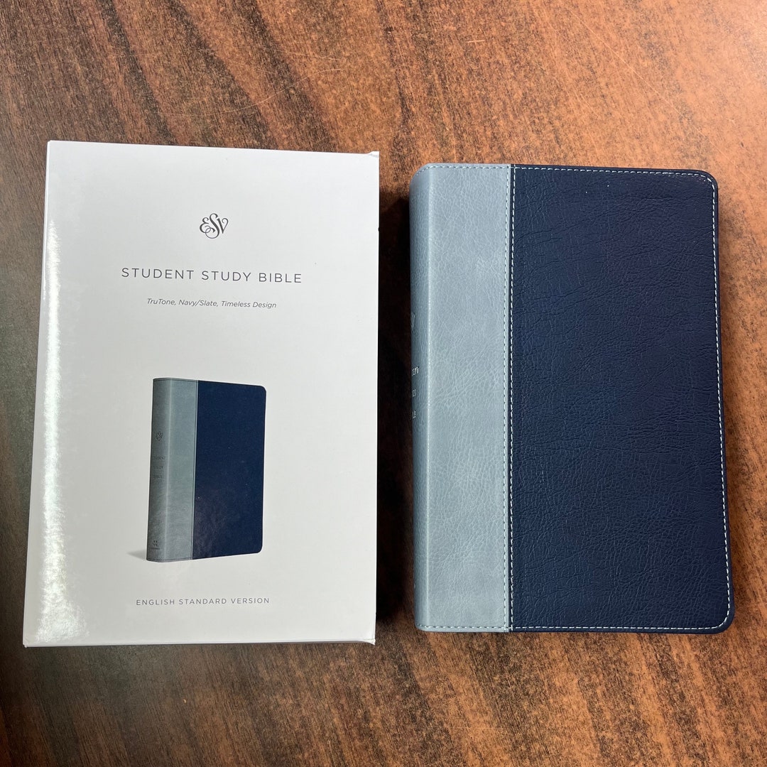 Personalized ESV Student Study Bible Navy / Slate Trutone Custom ...