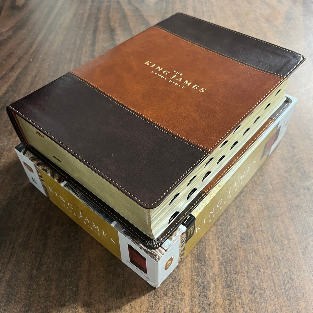 Personalized KJV Study Bible Thumb Indexed - Brown Leathersoft - Custom ...