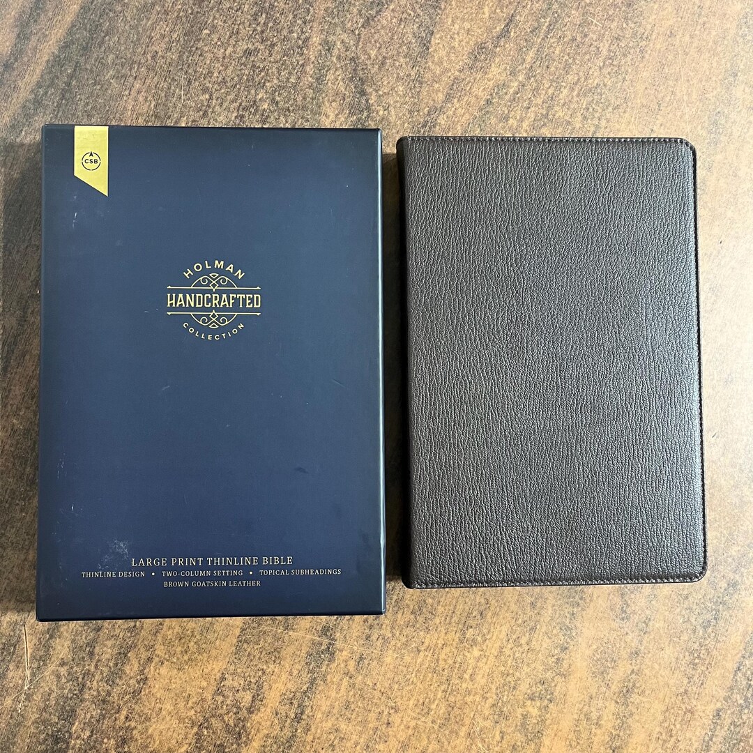 Personalized CSB Large Print Thinline Bible - Brown Goatskin Genuine ...