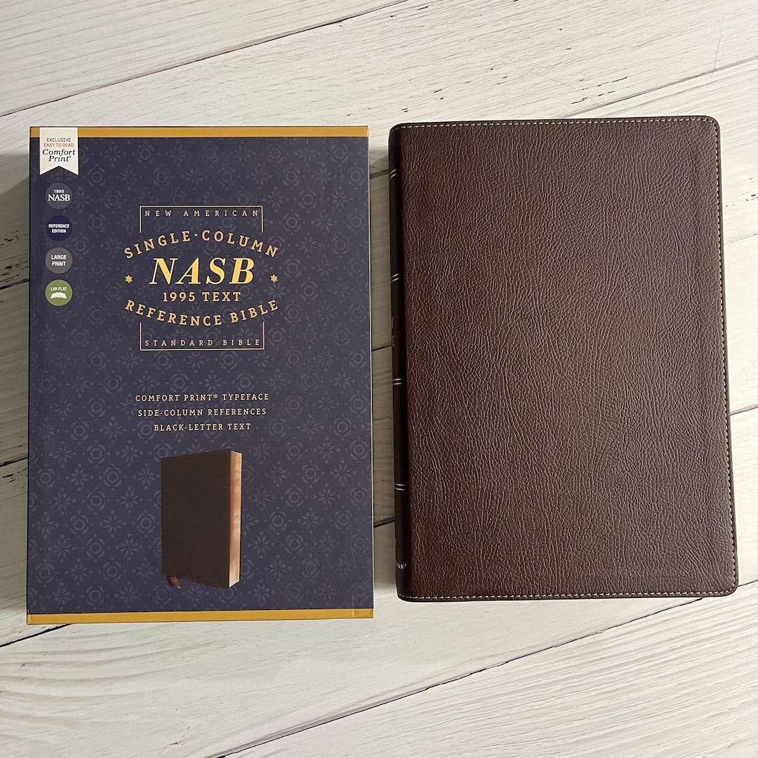 Personalized NASB Single Column Reference Bible - Brown Leathersoft ...
