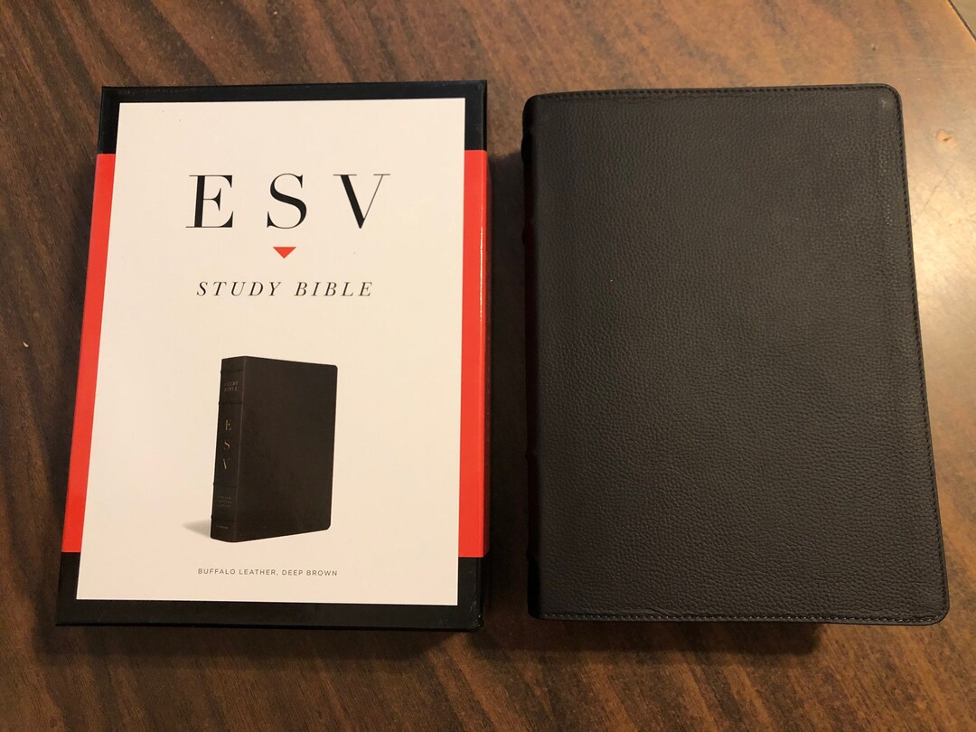 Personalized ESV Study Bible - Deep Brown Genuine Buffalo Leather ...
