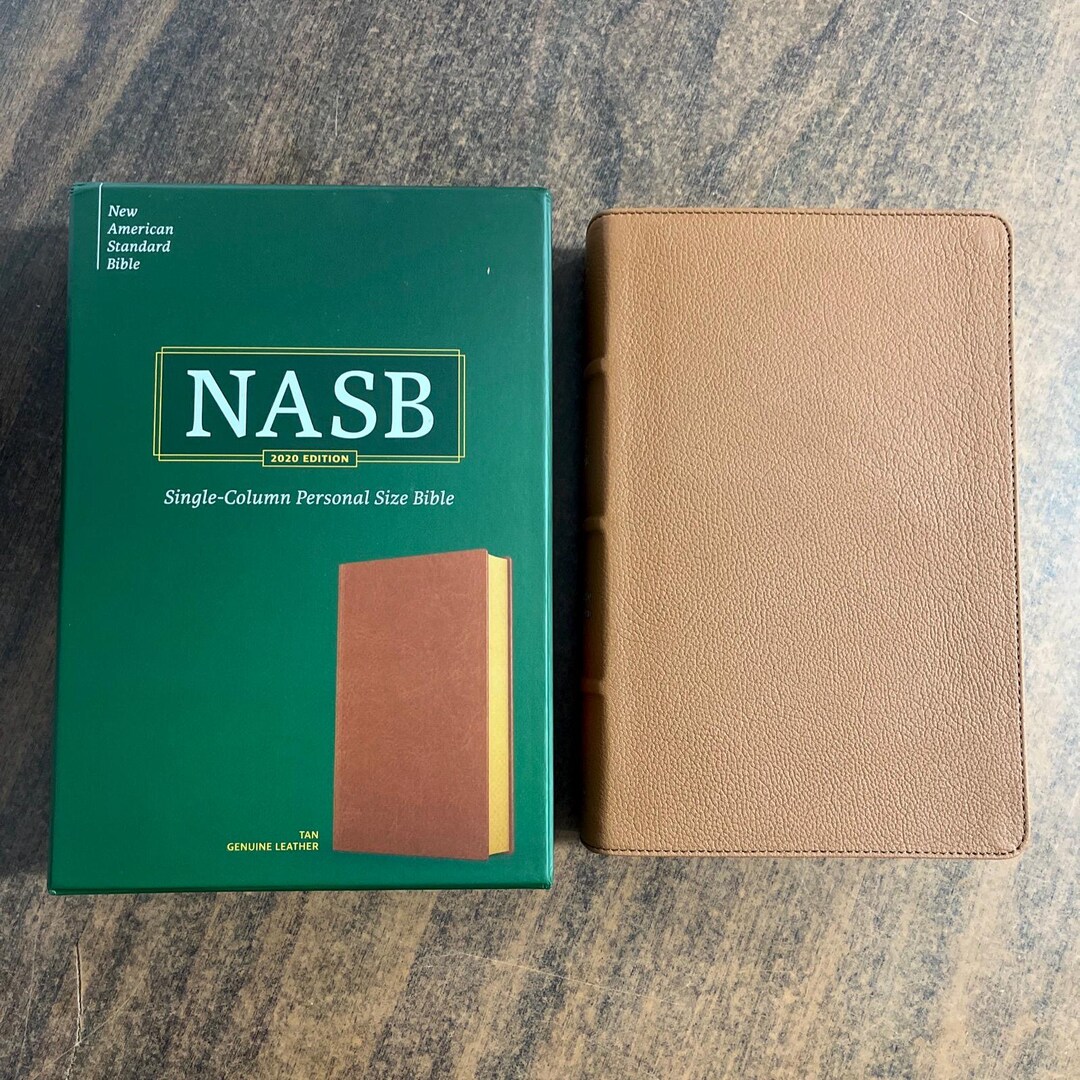 Personalized NASB Single Column Personal Size Bible - Tan Genuine ...