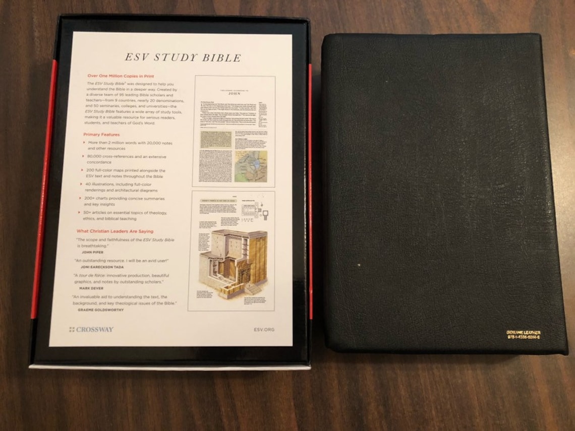 Personalized ESV Study Bible Thumb Indexed - Black Genuine Leather ...