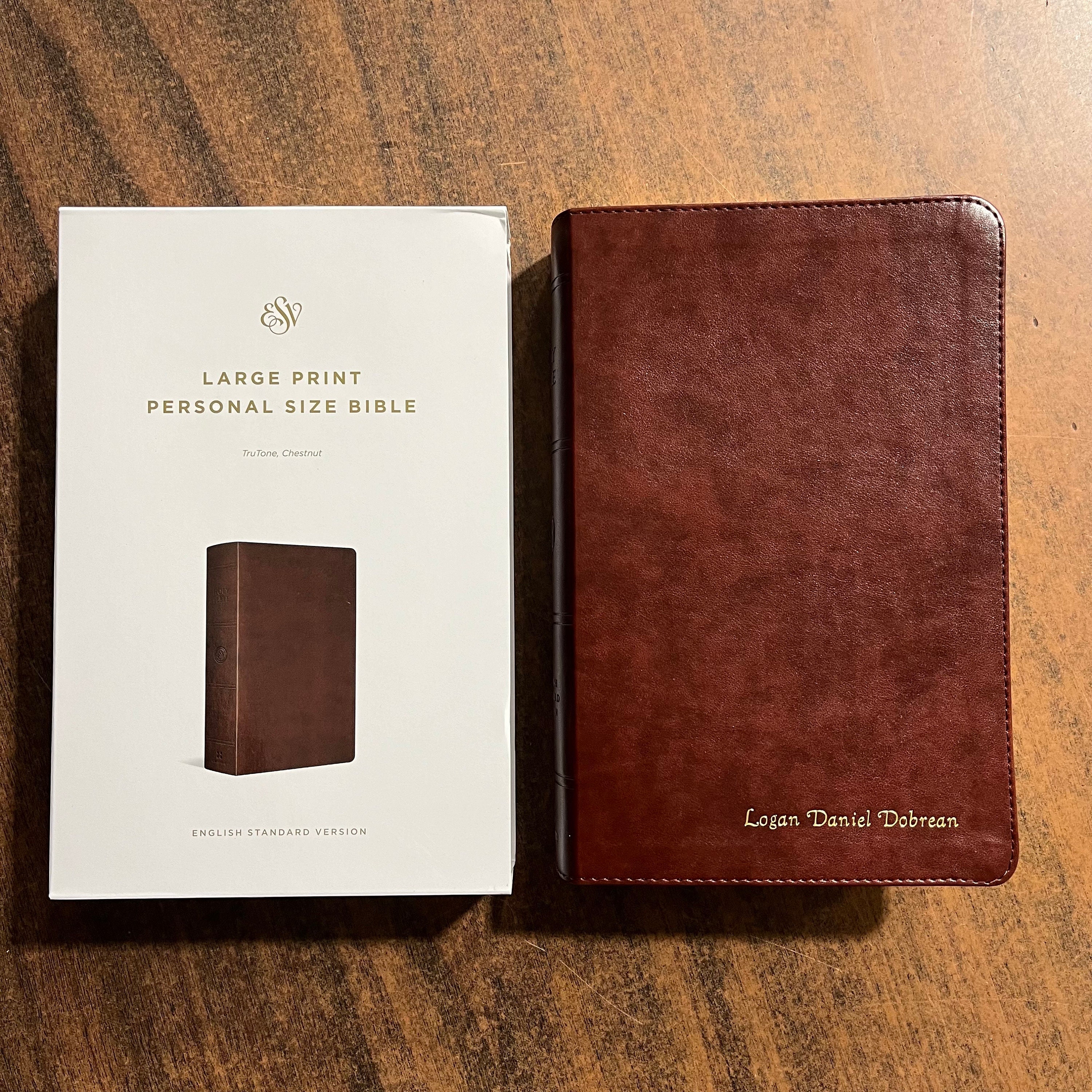 Personalized ESV Large Print Personal Size Bible - Chestnut Brown ...