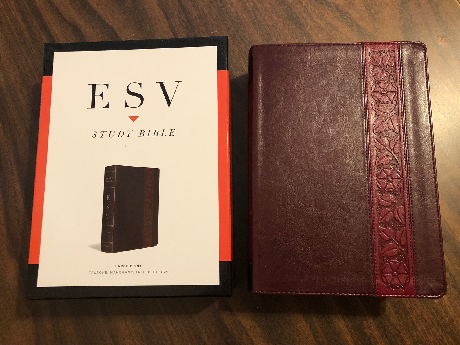 Personalized ESV Large Print Study Bible Thumb Indexed - Mahogany ...