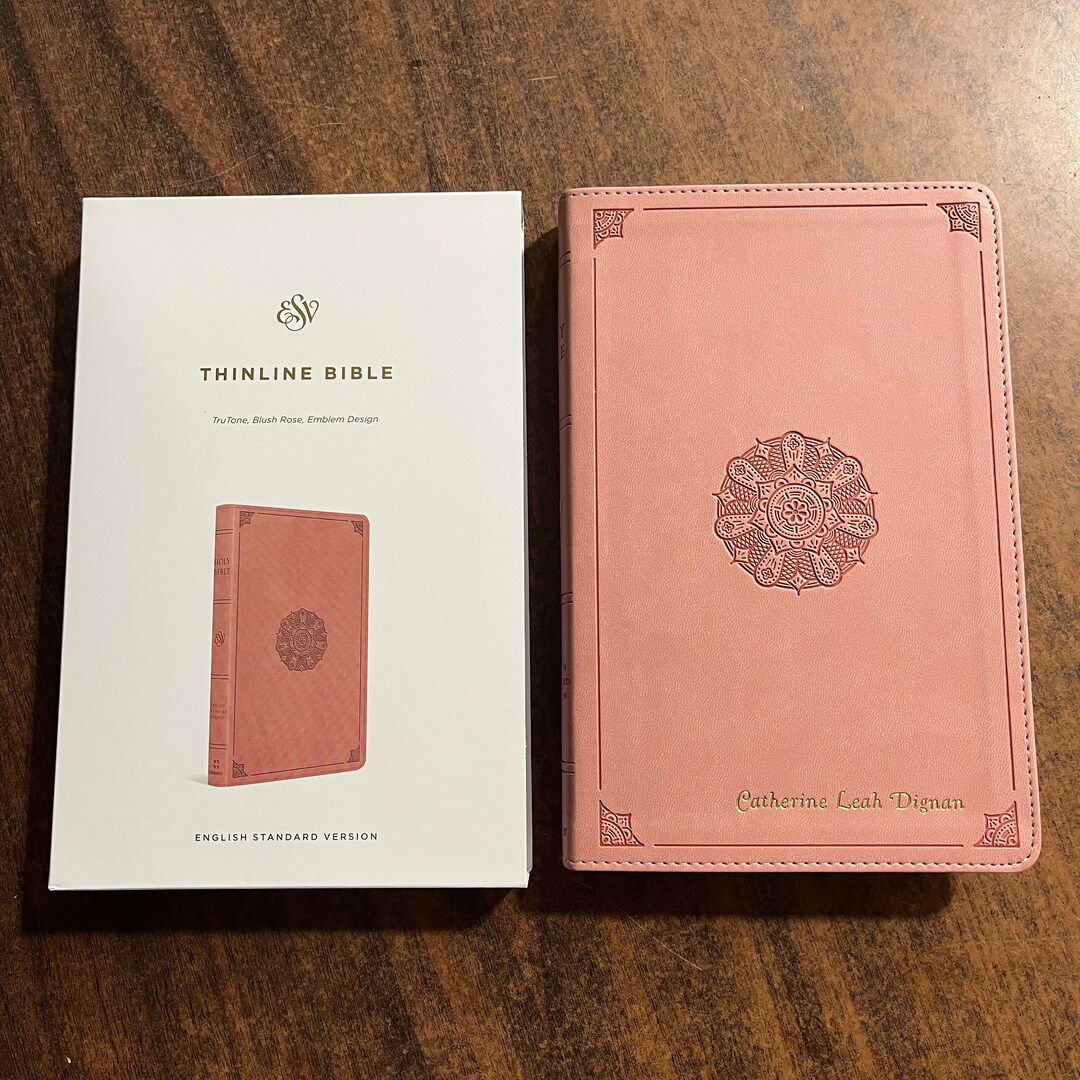 Personalizable ESV Thinline Bible - Blush Rose Trutone (light Pink ...
