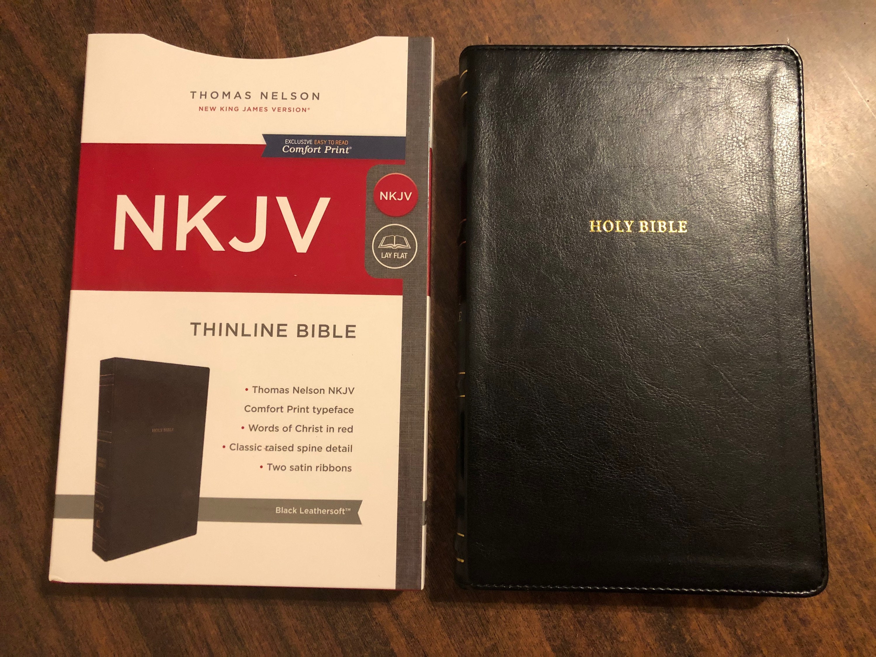 PERSONALIZED NKJV Thinline Bible - Black LeatherSoft Custom Imprinted