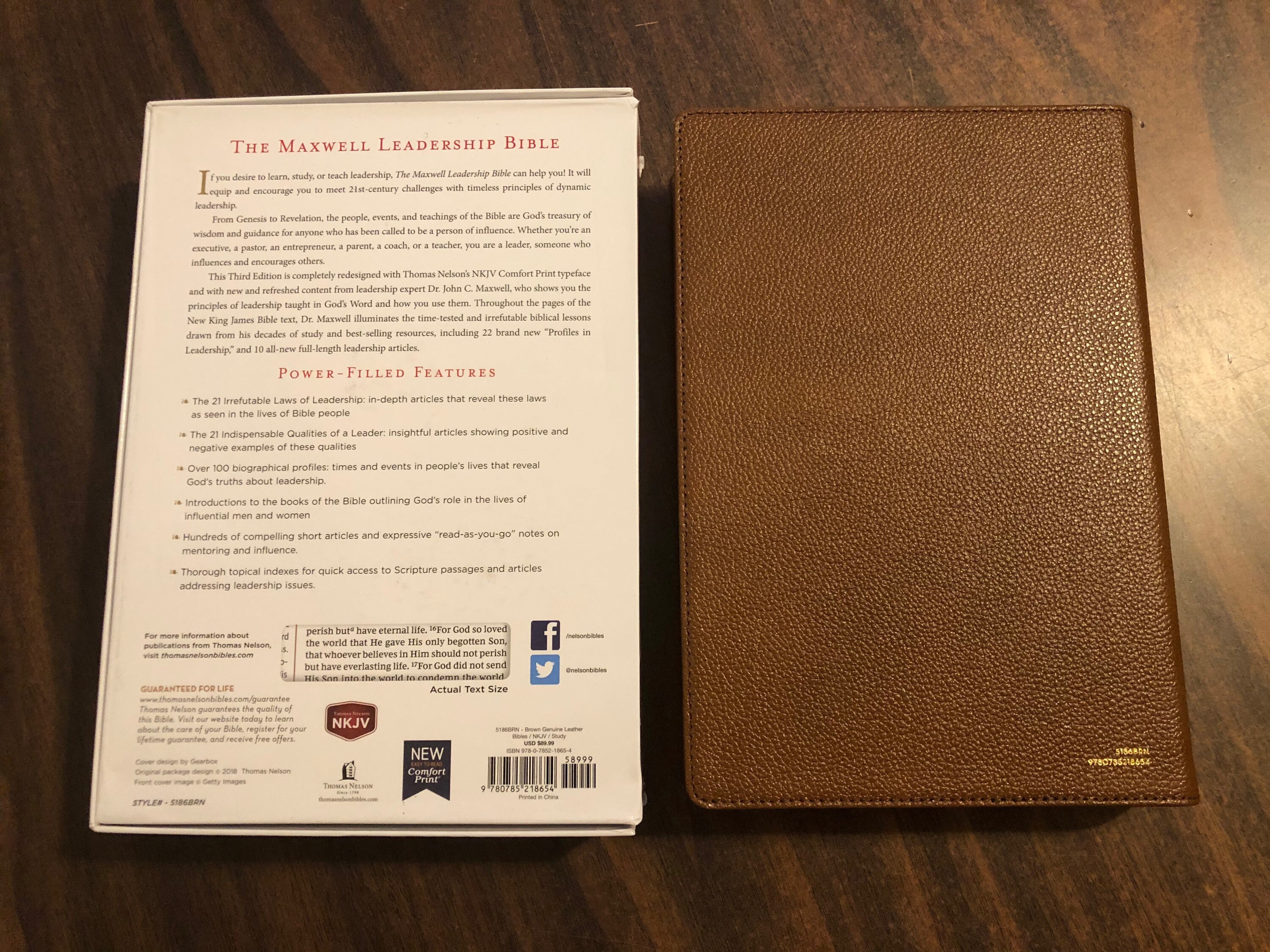 PERSONALIZED ** NKJV Maxwell Leadership Study Bible - Brown Genuine ...